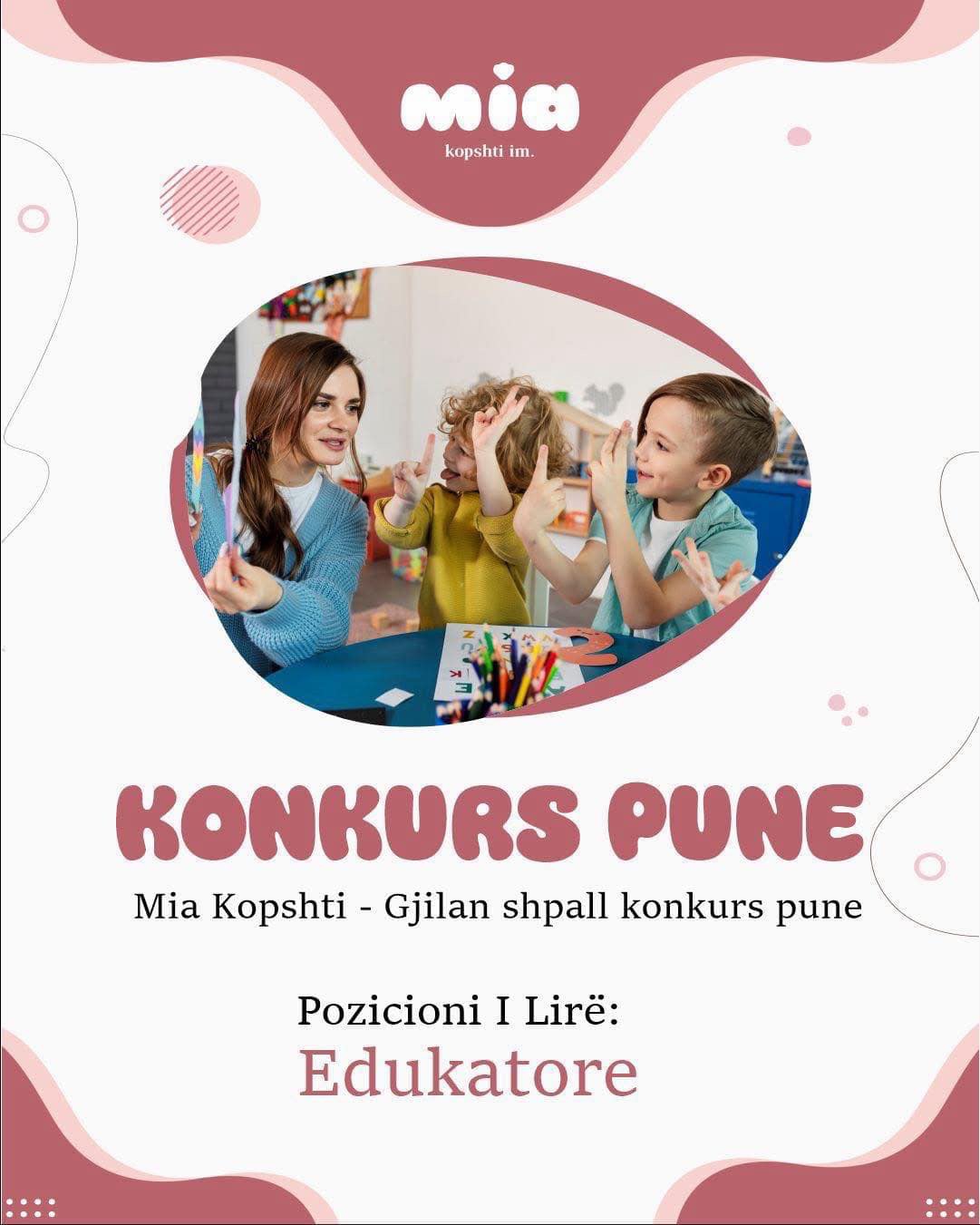 “Mia Kopshti” – Gjilan shpall konkurs pune – RADIO STAR 96.4